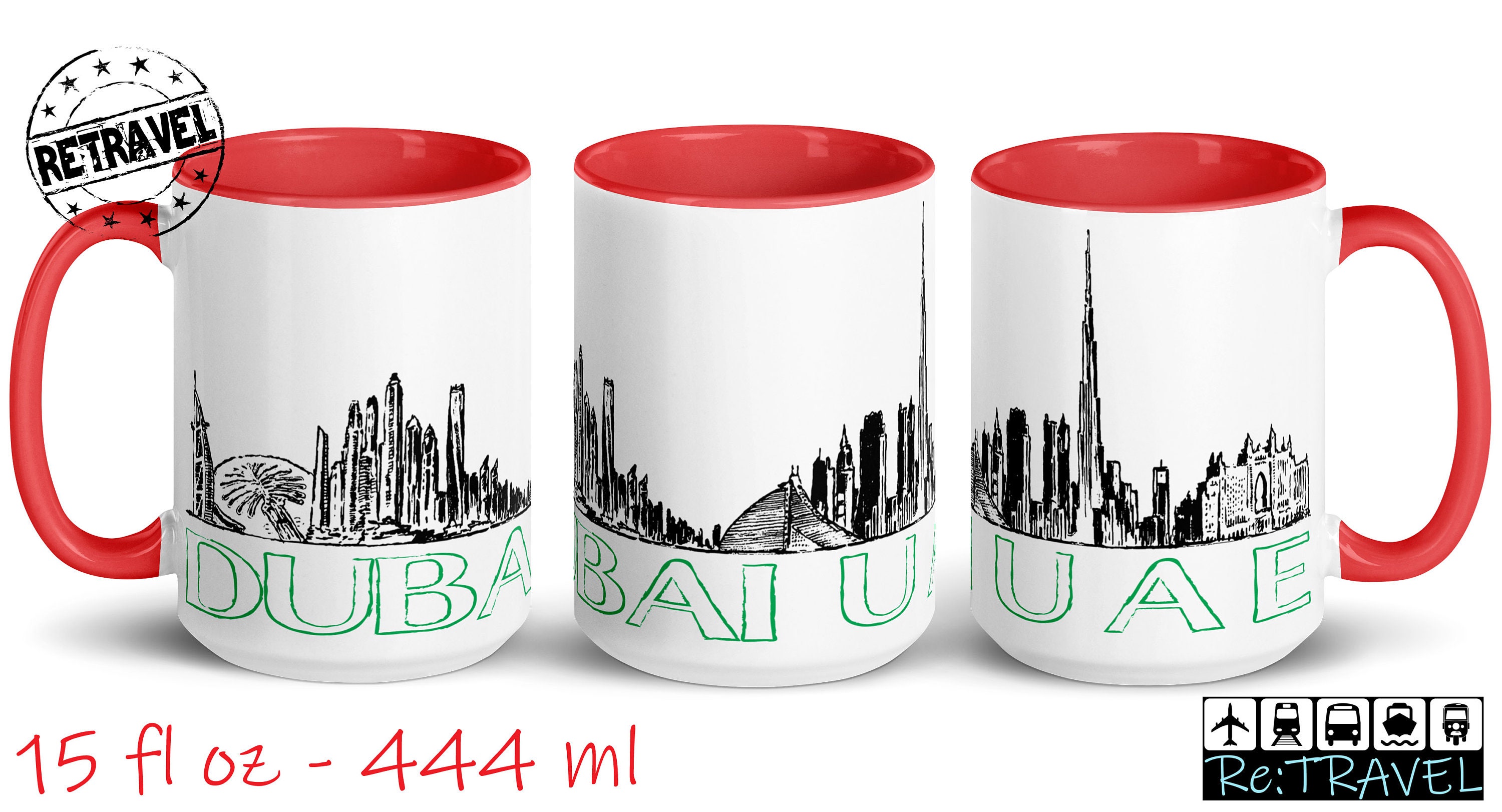 DUBAI United Arab Emirates Skyline Coffee Mug UAE Souvenir - Etsy