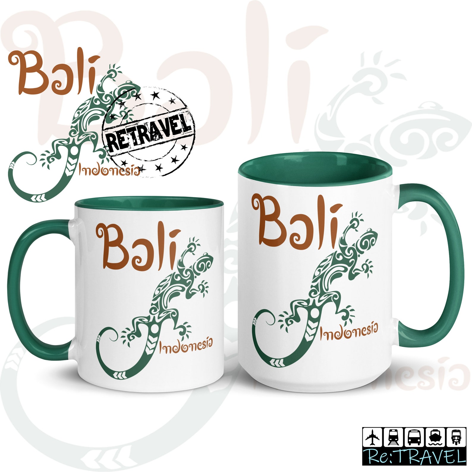 BALI Indonesia Souvenir Gecko Coffee Mug, Indonesian Batik Travel Mug ...