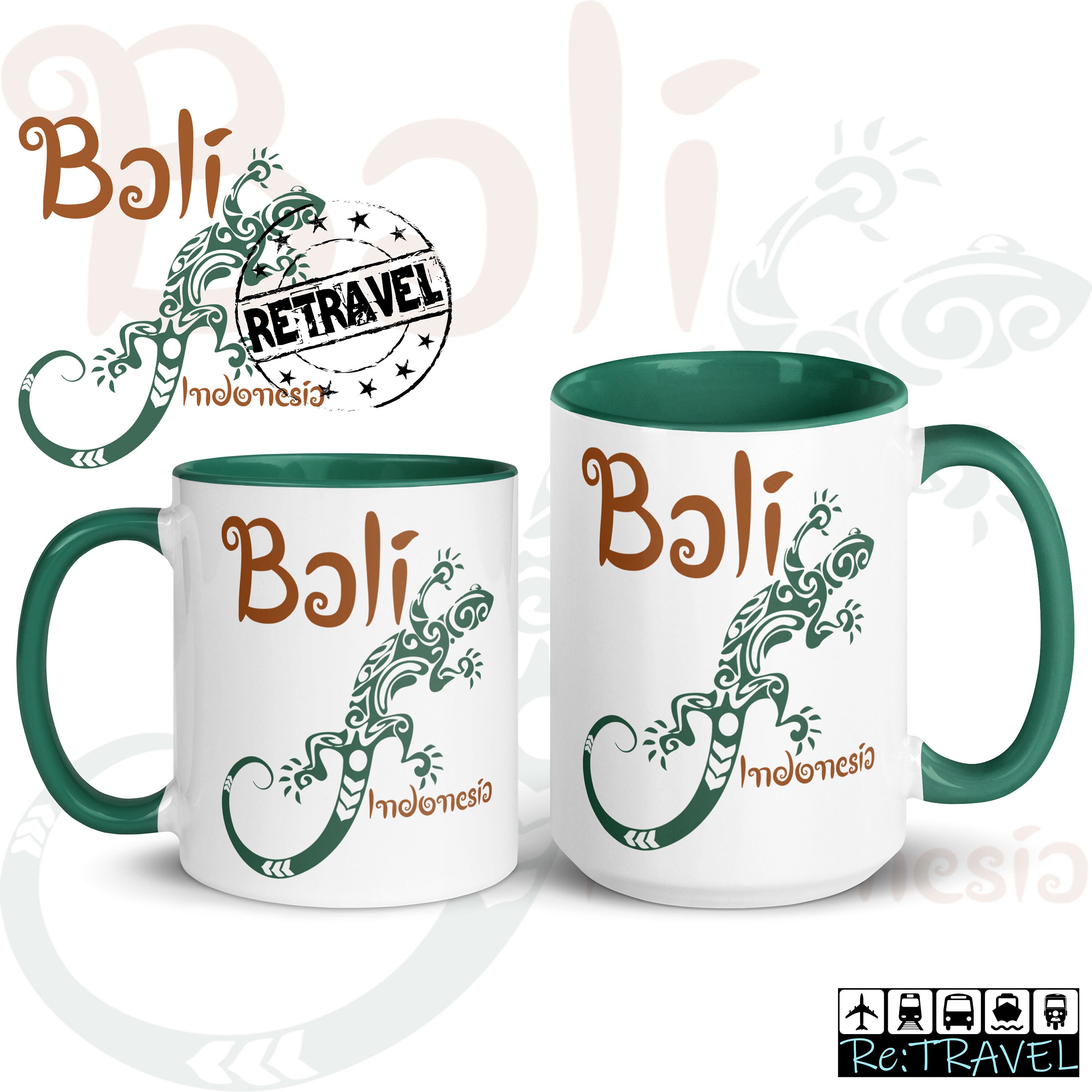 BALI Indonesia Souvenir Gecko Coffee Mug, Indonesian Batik Travel Mug ...