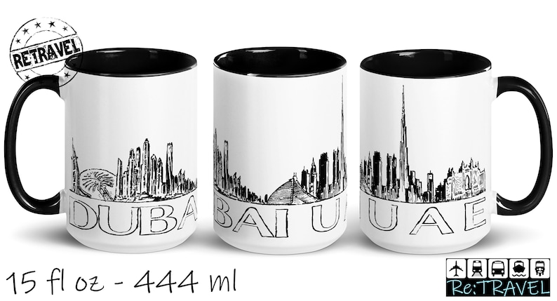DUBAI United Arab Emirates Skyline Coffee Mug UAE Souvenir Coffee Lover ...