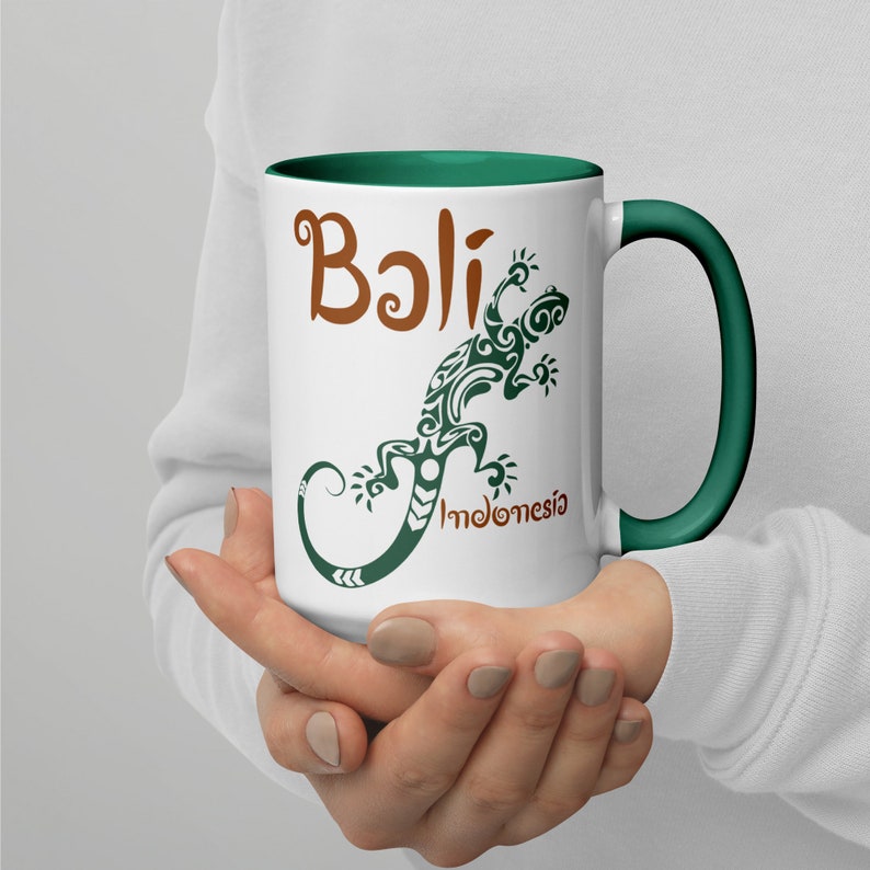 BALI Indonesia Souvenir Gecko Coffee Mug, Indonesian Batik Travel Mug ...
