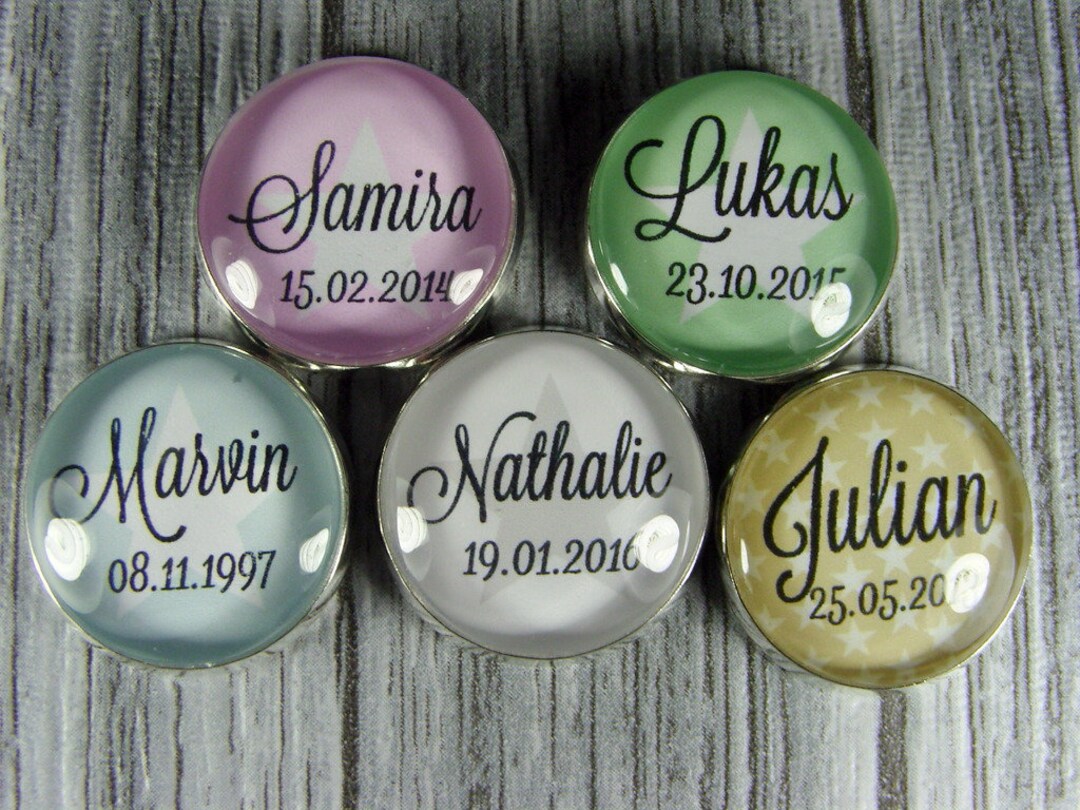 1 Push Button With Name and Date - Etsy