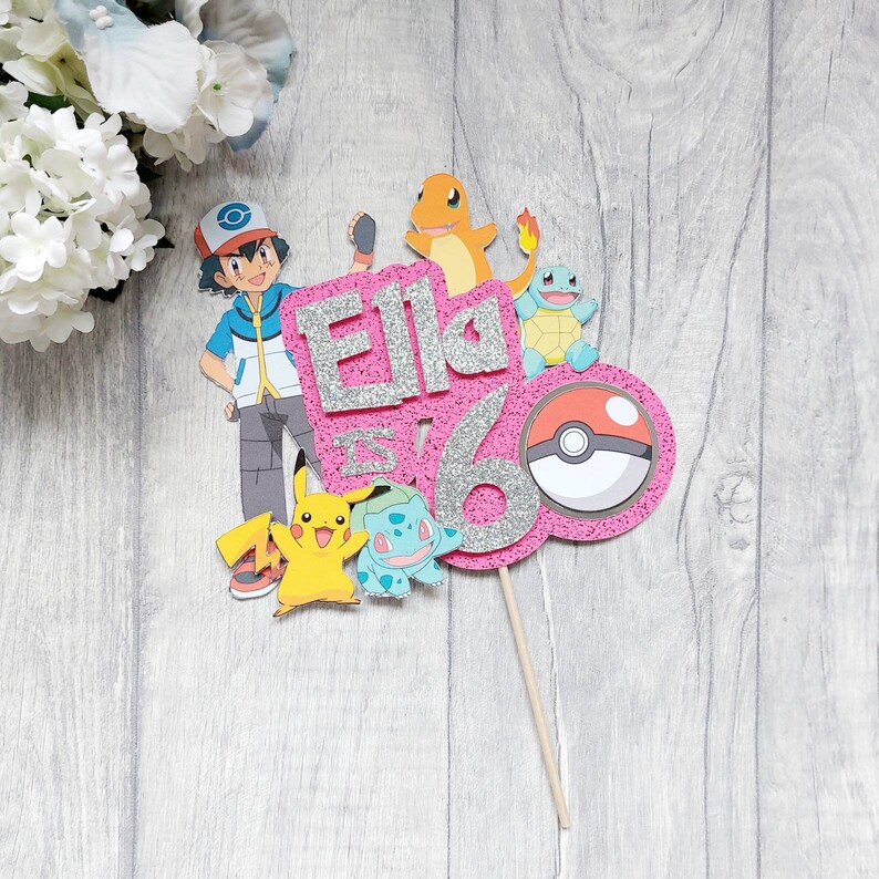 Pokemon cake topper. Personalised cake topper. Cake topper for | Etsy