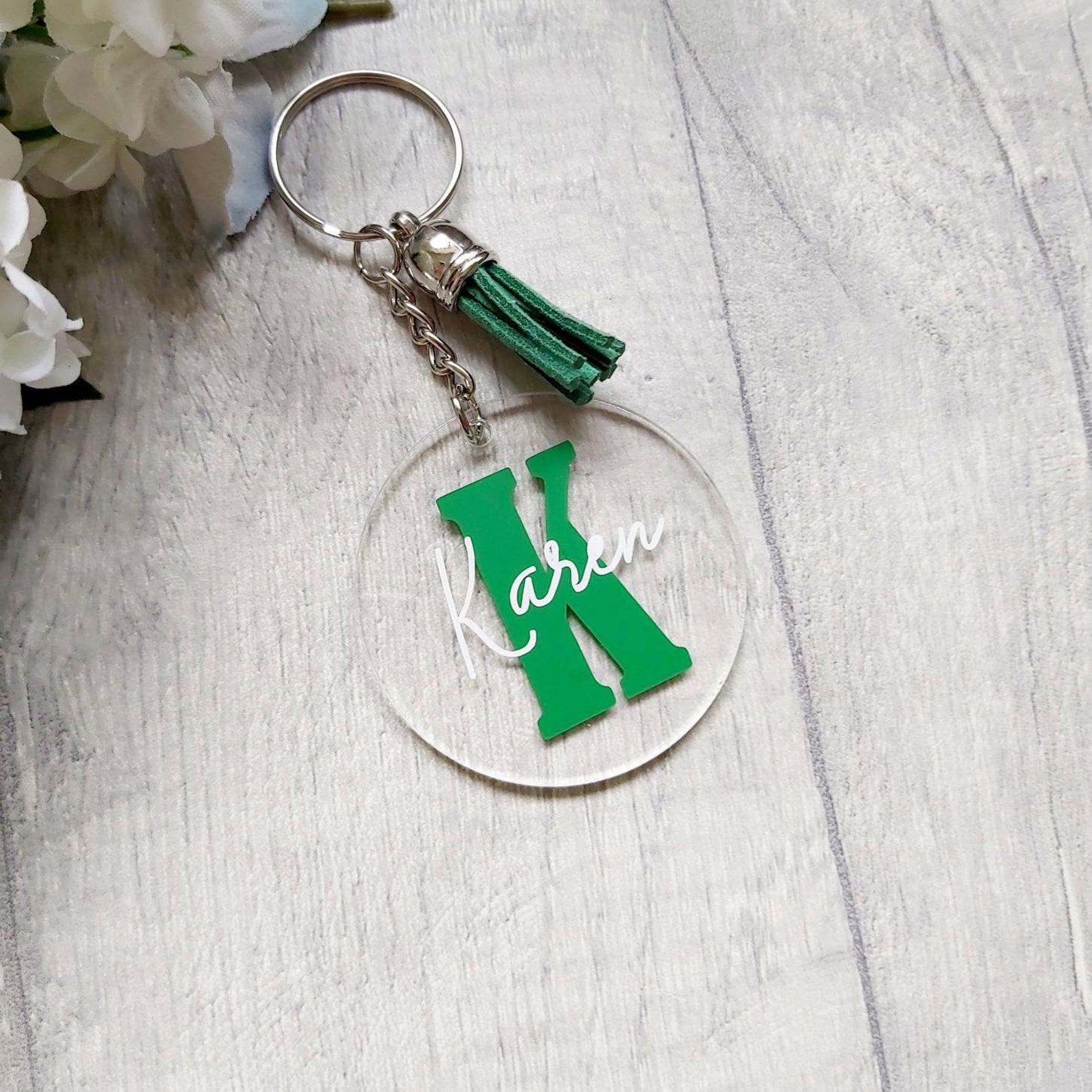 Personalised keyring initial keyring tassel keyring named | Etsy