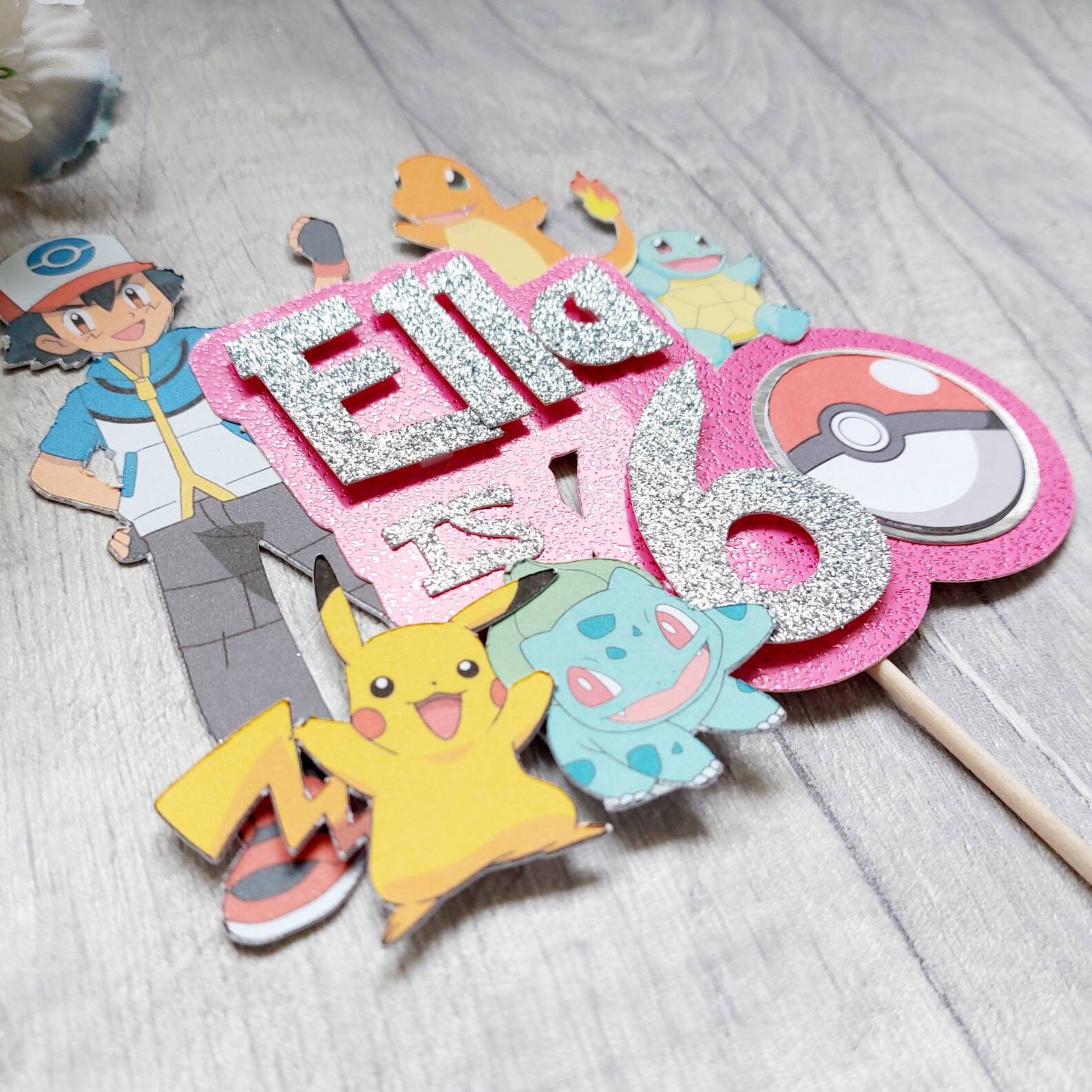 Pokemon cake topper. Personalised cake topper. Cake topper for | Etsy