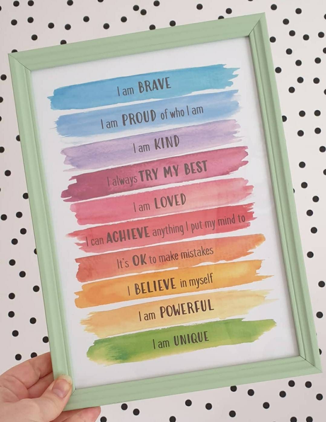 Positive affirmations print. Rainbow print. Children's | Etsy