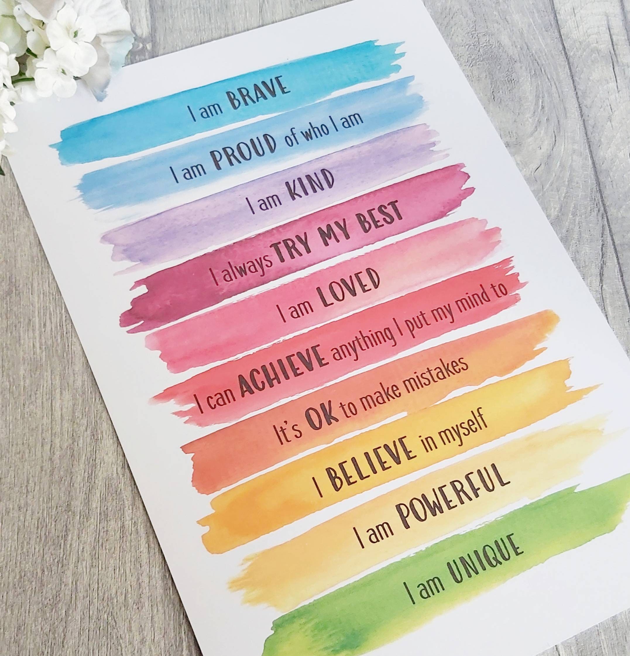 Positive affirmations print. Rainbow print. Children's | Etsy