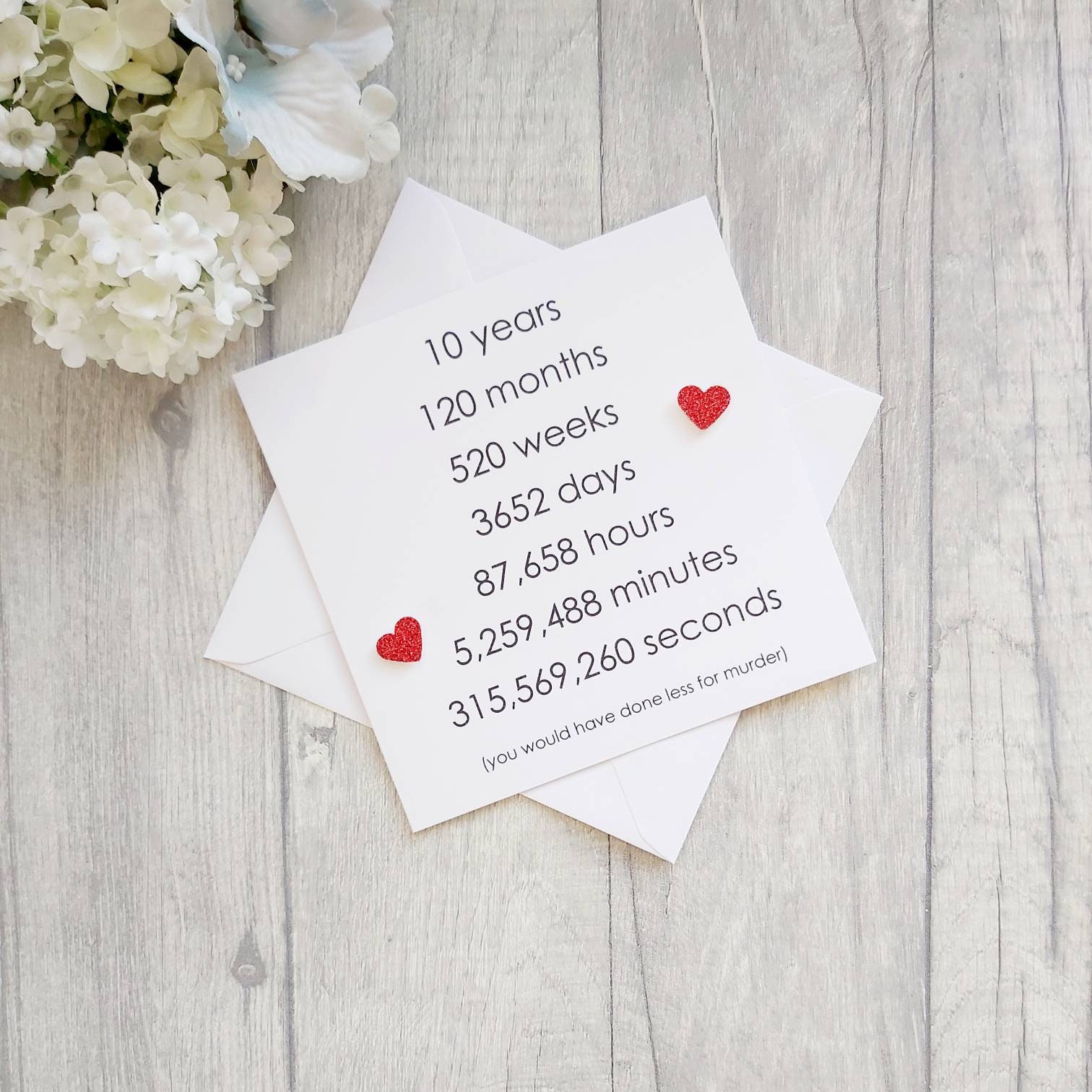 Length of Time Anniversary Card Love Card 10 Year | Etsy