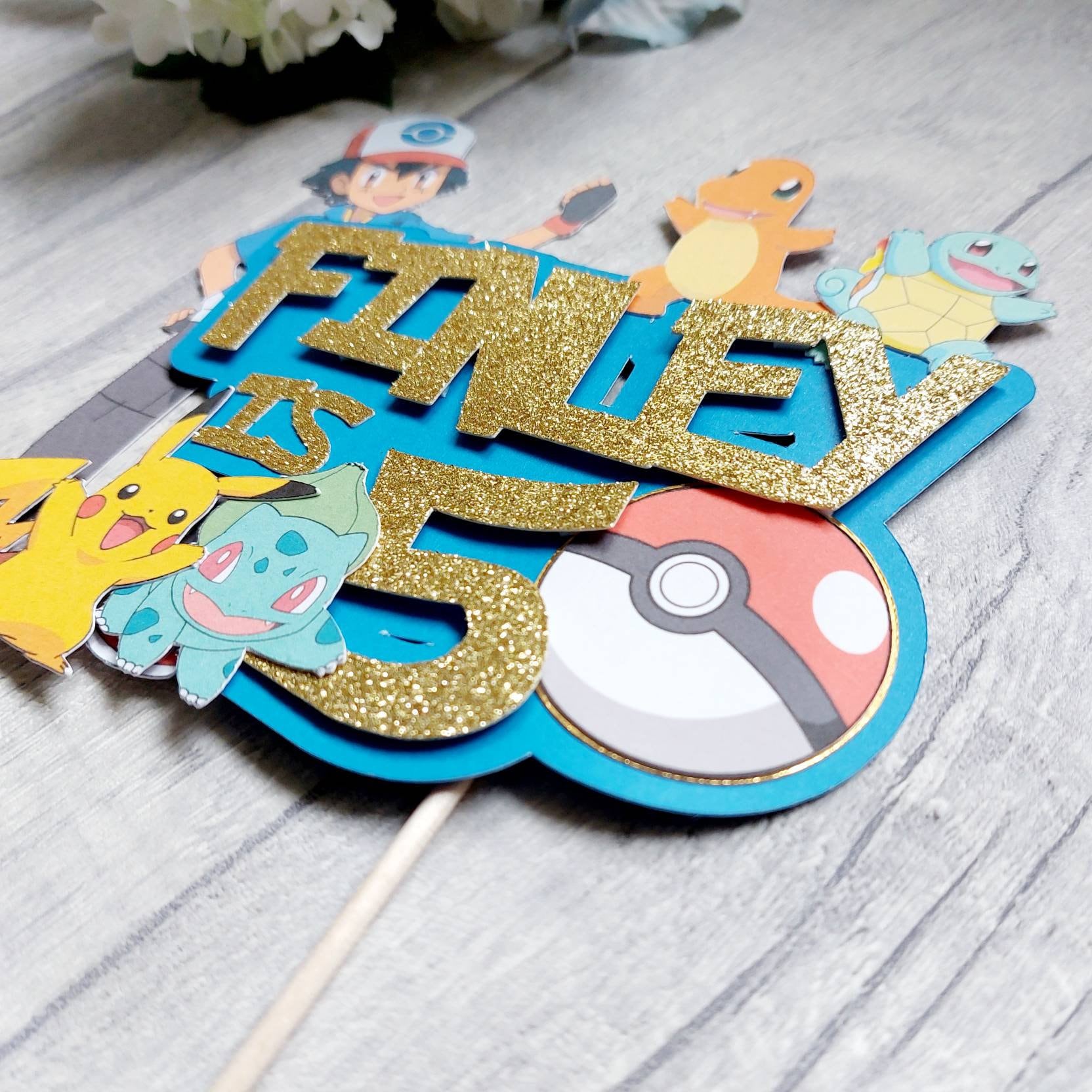 Pokemon cake topper. Personalised cake topper. Cake topper for | Etsy