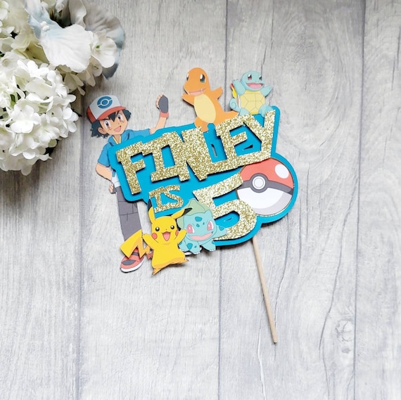 Pokemon cake topper. Personalised cake topper. Cake topper for | Etsy