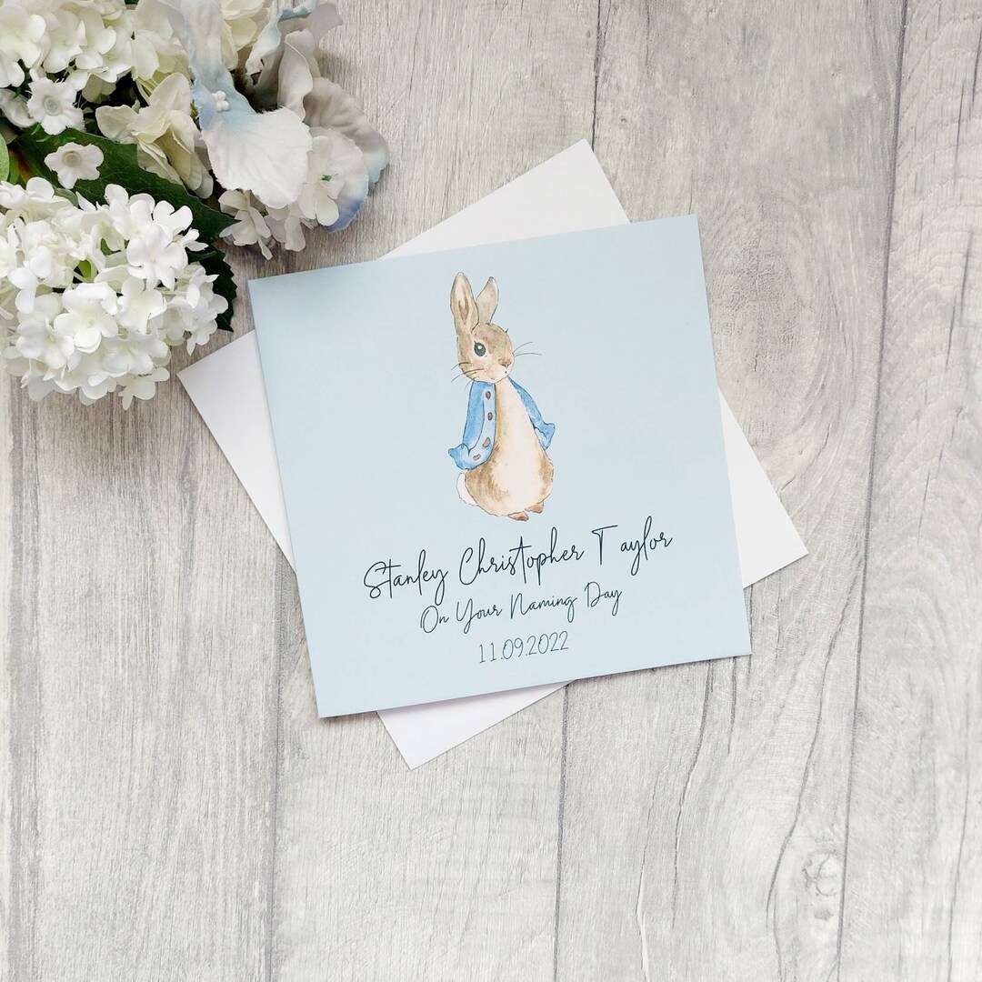 Peter Rabbit Card. Flopsy Bunny Card. Christening Card. Naming Day Card ...