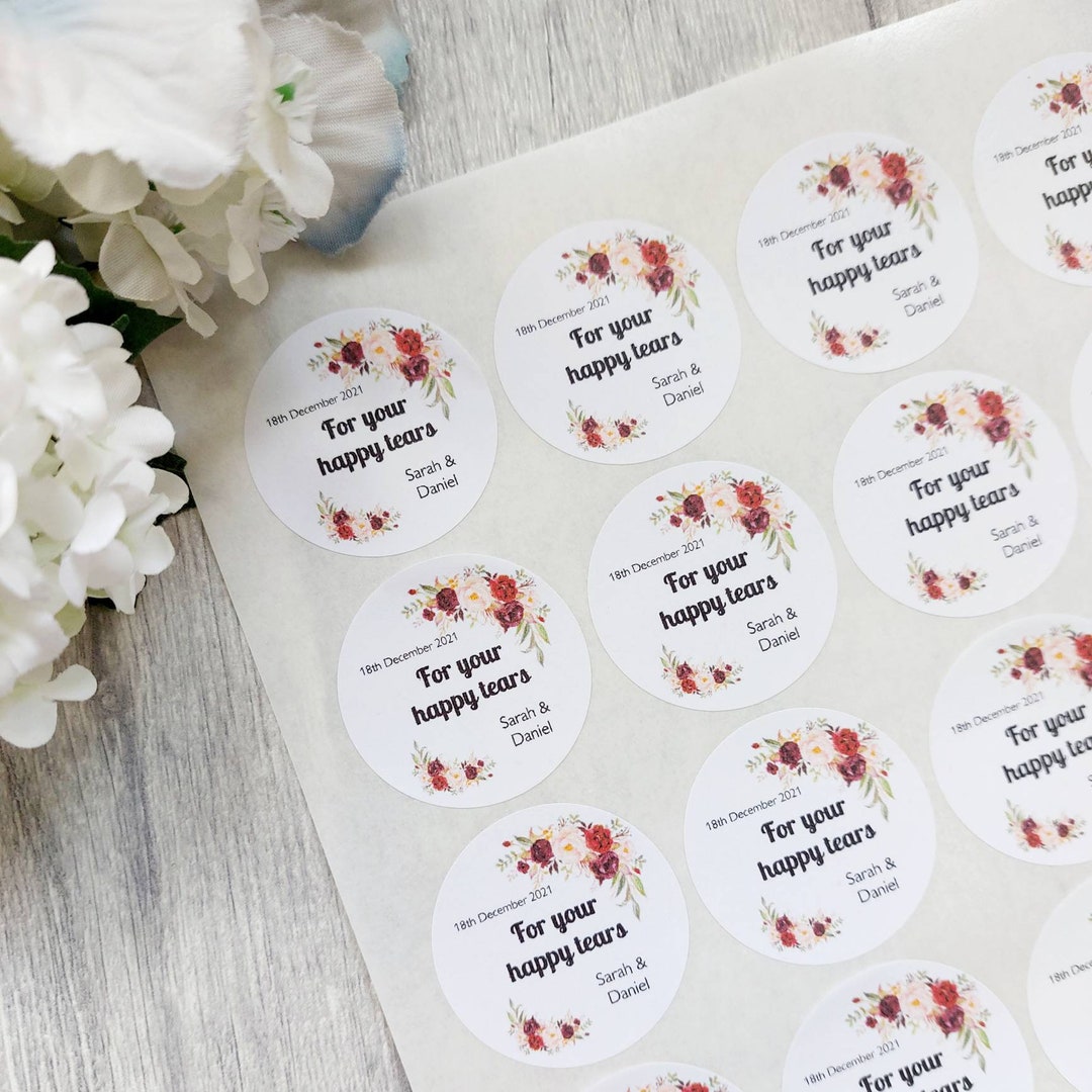 Happy Tears Stickers, for Your Happy Tears, Burgundy Wedding Stickers ...