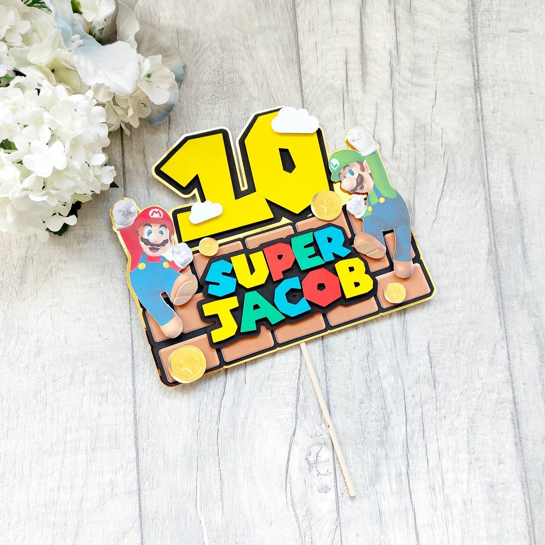 Super Mario Cake Topper. Personalised Cake Topper. Mario Cake Topper ...