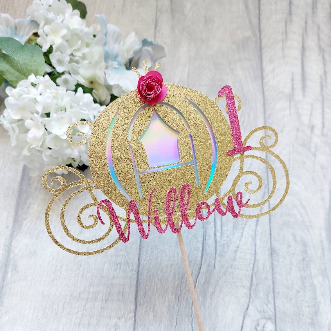 Cinderella Carriage Cake Topper. Princess Cake Topper. Princess ...