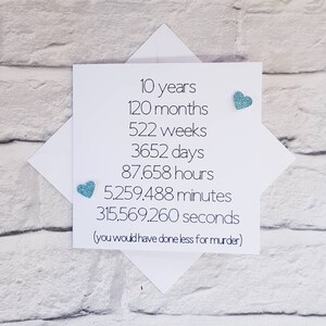 Length of Time Anniversary Card, Love Card, 10 Year Anniversary Card ...