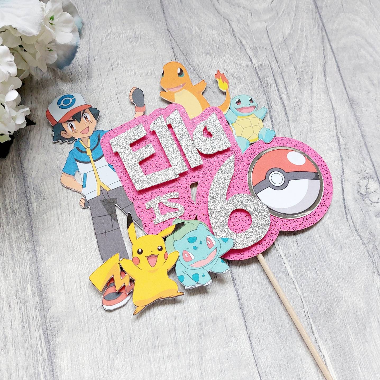 Pokemon cake topper. Personalised cake topper. Cake topper for | Etsy