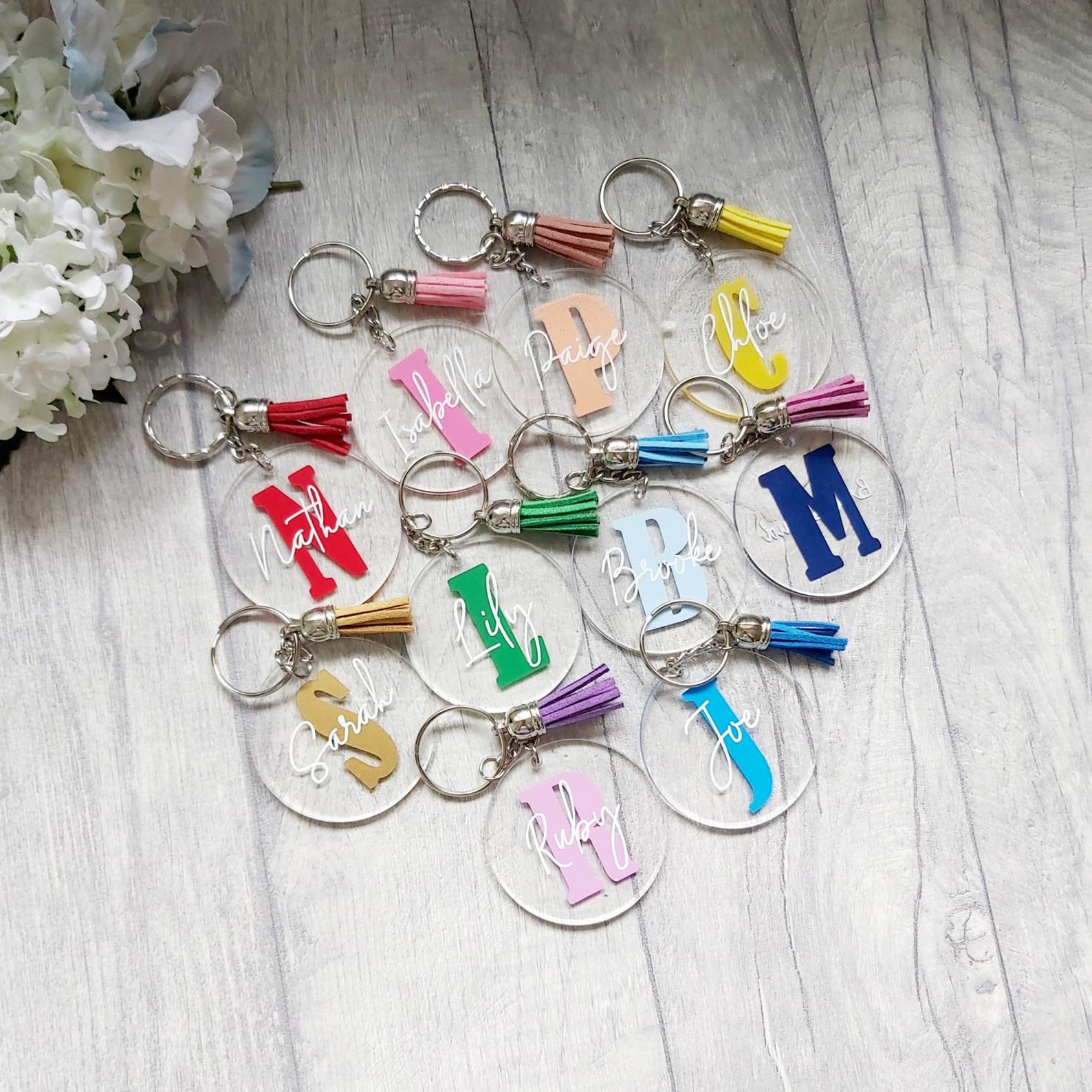 Personalised keyring initial keyring tassel keyring named | Etsy