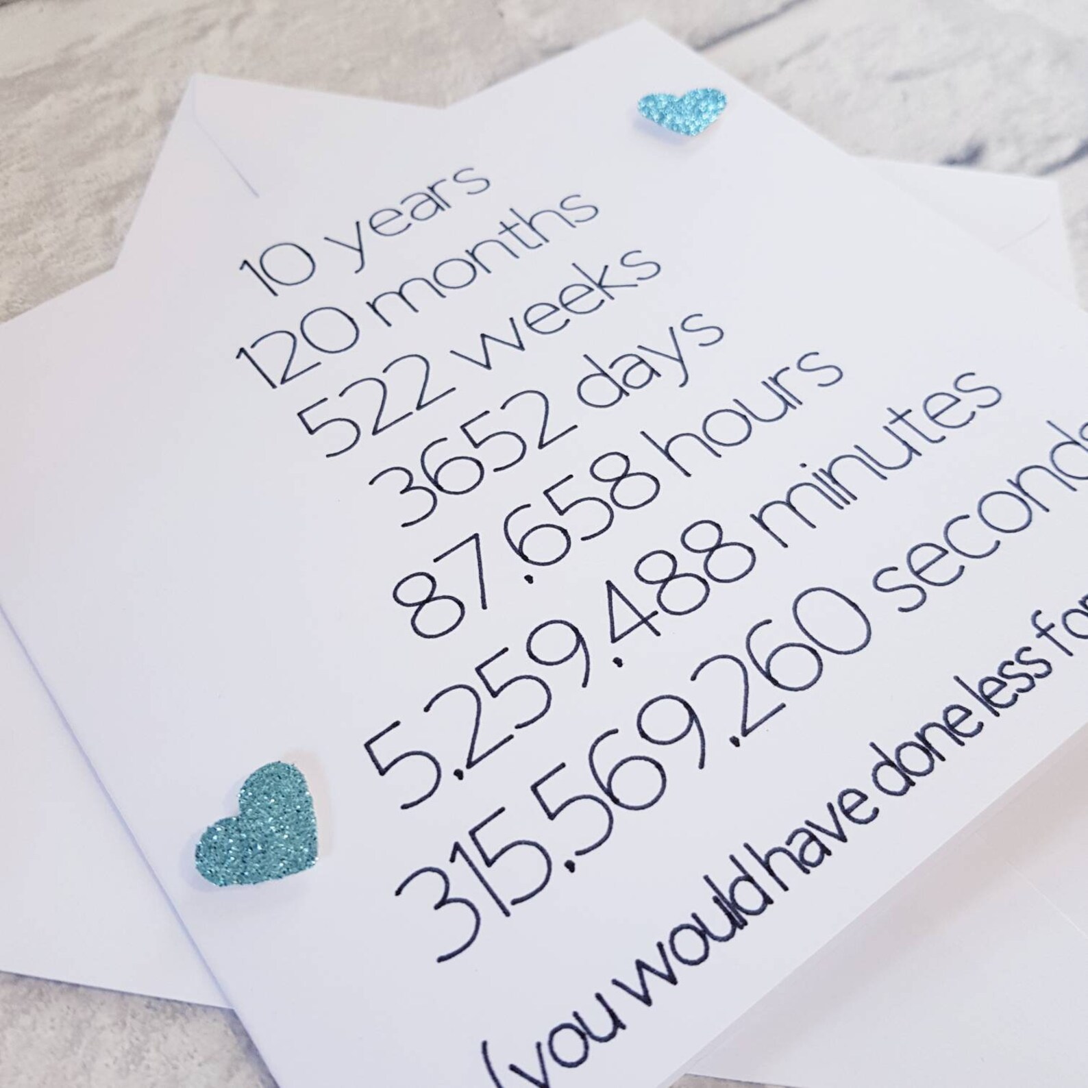 Length of Time Anniversary Card Love Card 10 Year | Etsy
