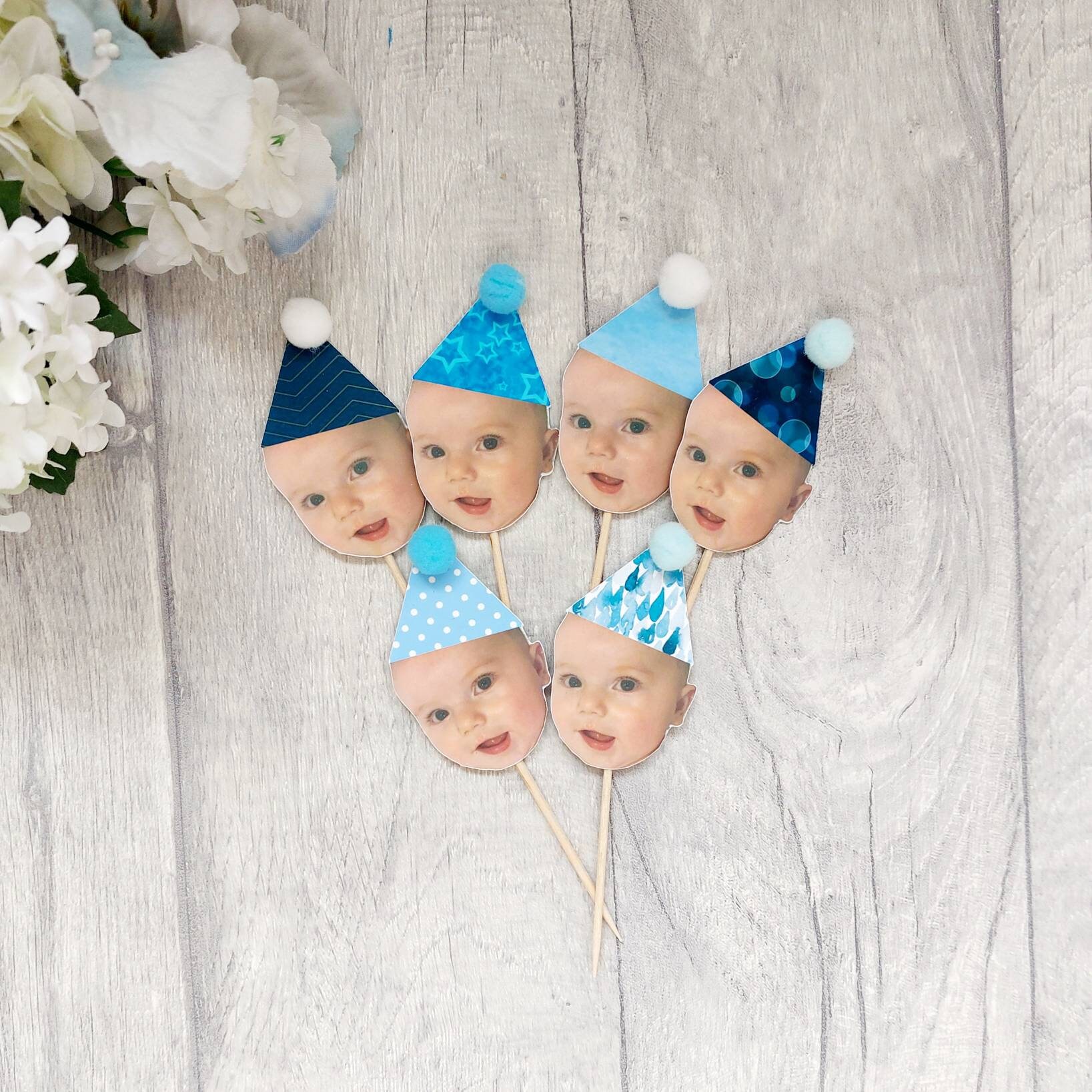 Photo Cupcake Toppers Face Cake Toppers Photo Cake Topper - Etsy UK