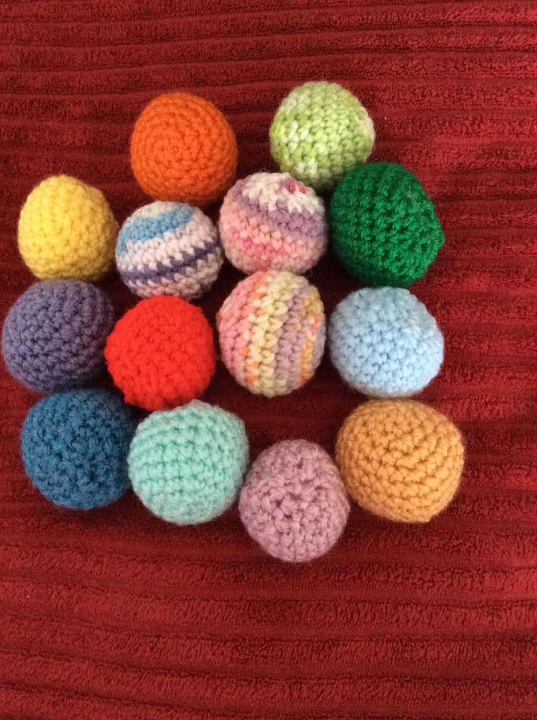 Five Cat Crochet Play Balls With Bell/rattle and Catnip, Crackle Ball ...