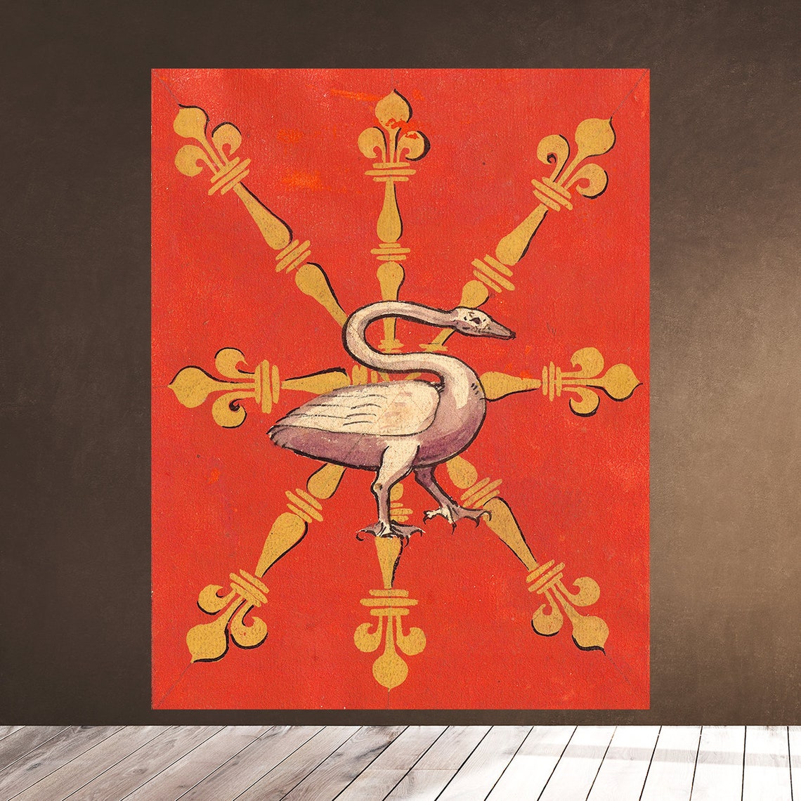 Printable Wall Art the Swan Crest Medieval Illustration Heraldry ...