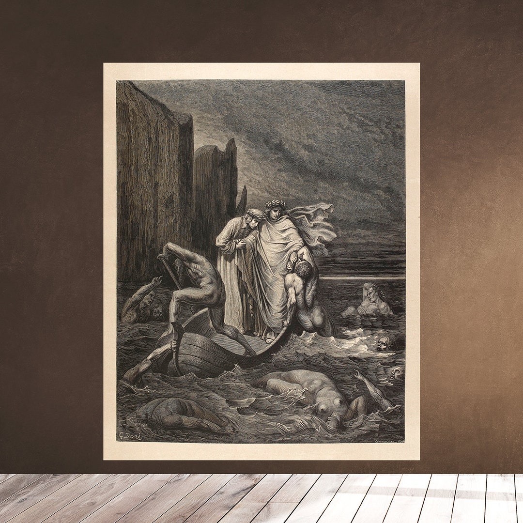 Printable Wall Art - Crossing the Styx - Illustrated Dante's Inferno by ...