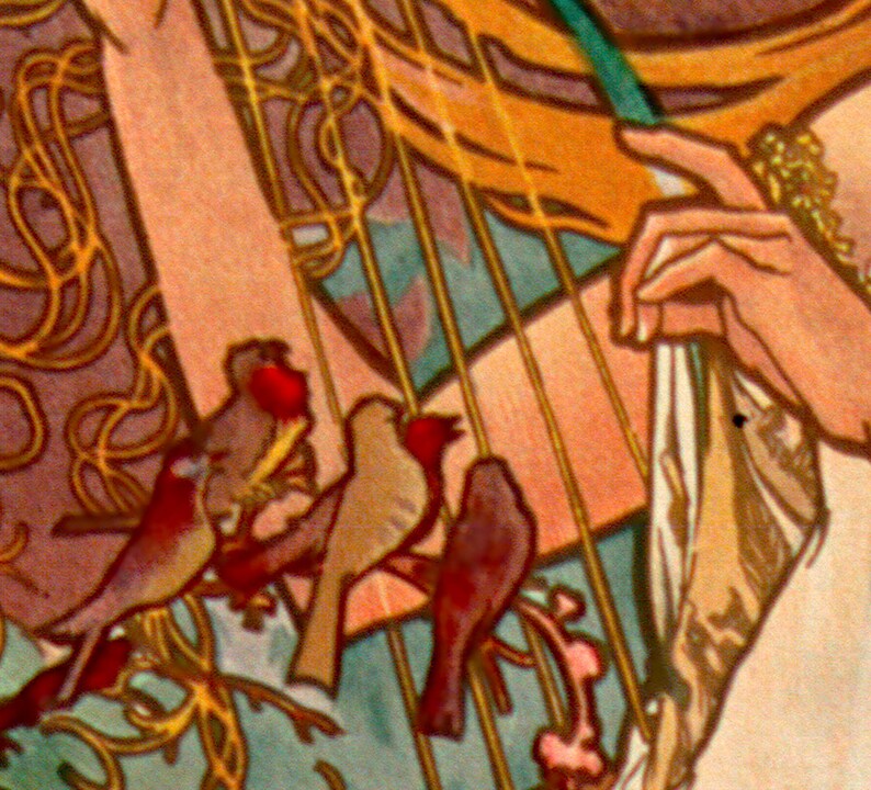 1896 SPRING - 4 Seasons Alphonse Mucha Art Nouveau Goddess Vintage ...