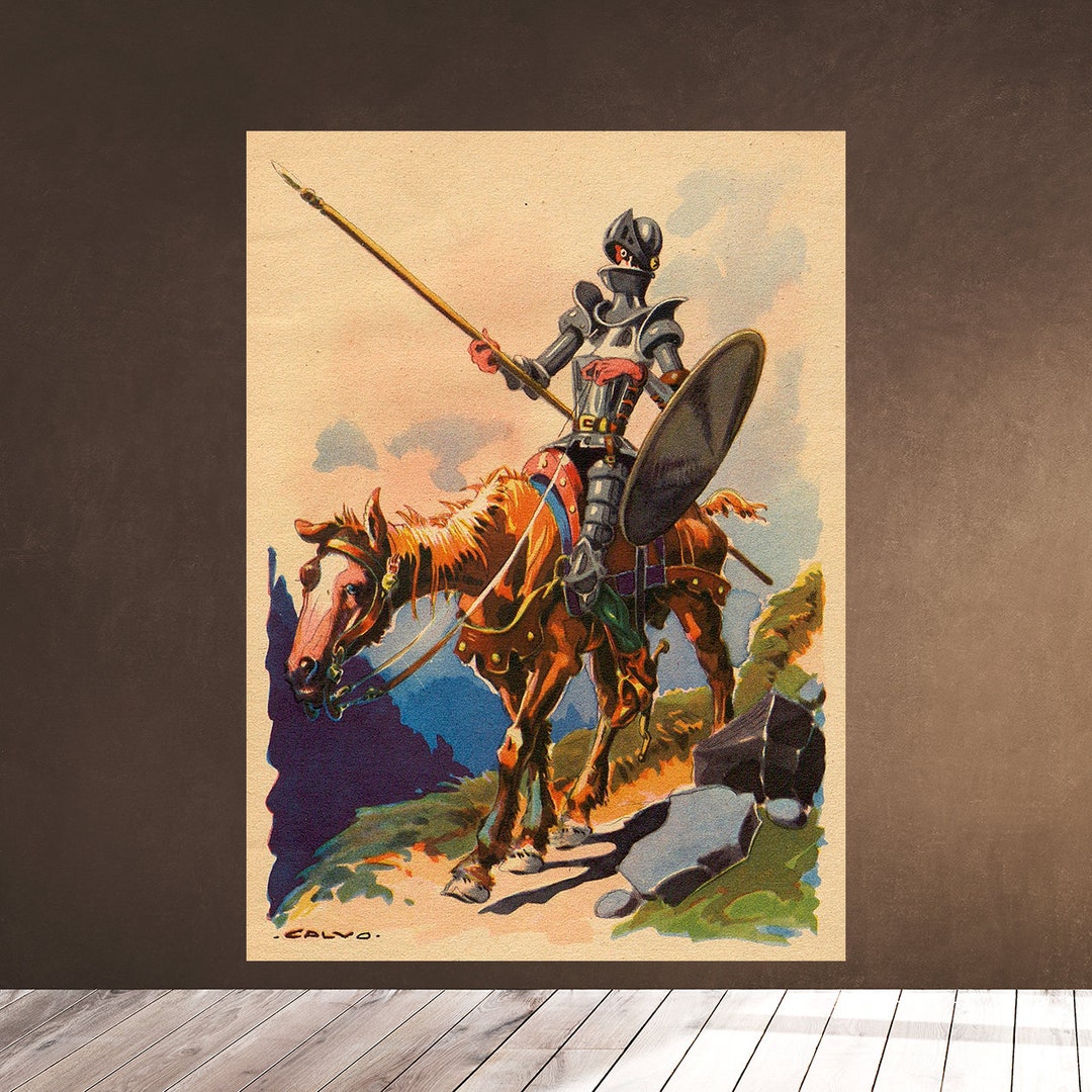 Printable Wall Art - Vintage Color Image of Don Quixote - Old Book ...