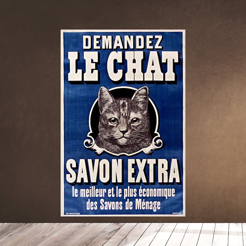 Printable Wall Art - Demandez Le Chat - Marseille Soap Retro Advert ...