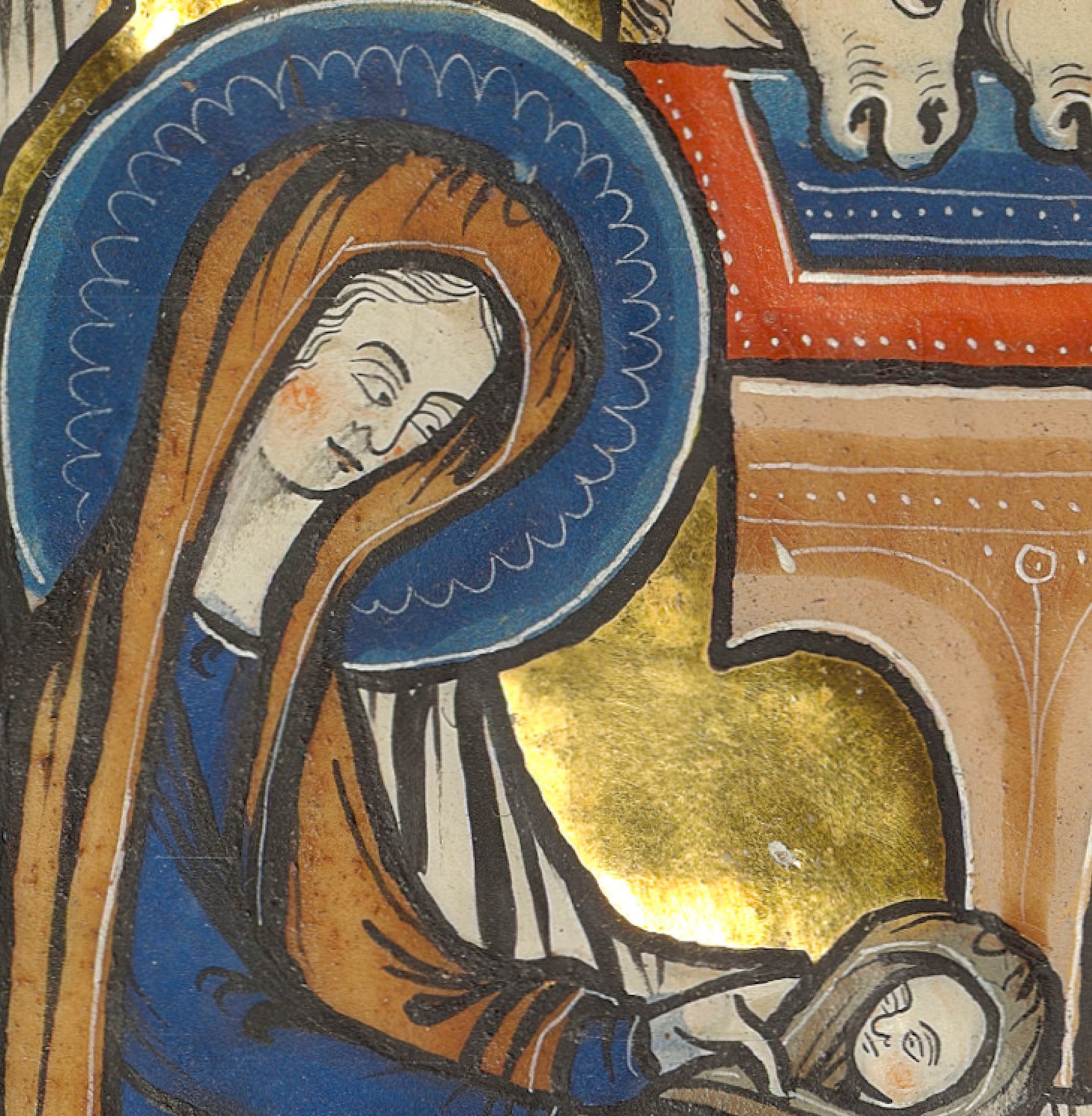 GEBOORTE van Jezus Christus Maagd Maria middeleeuwse miniatuur van ...