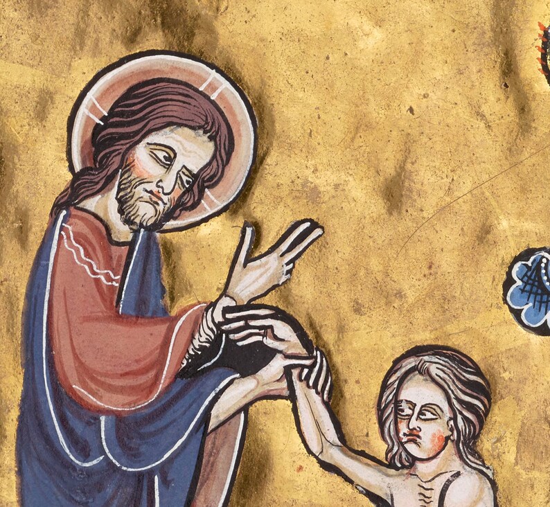 Creation of Man Adam and Eve GENESIS GOD Medieval Miniature Illuminated ...