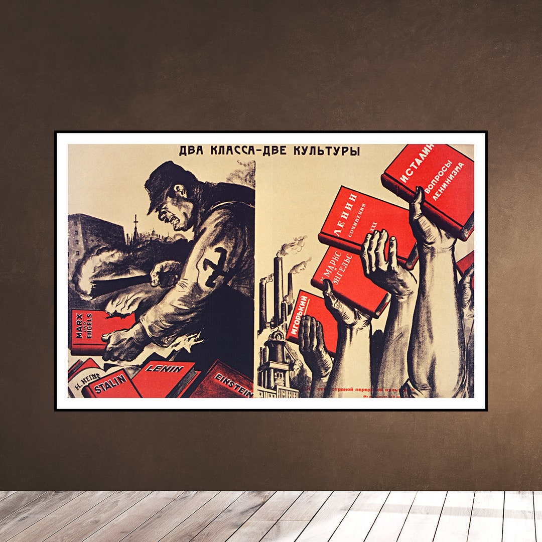 RUSSIAN URSS 1934 Poster - German Burning Books - Dva Klassa, Dve ...