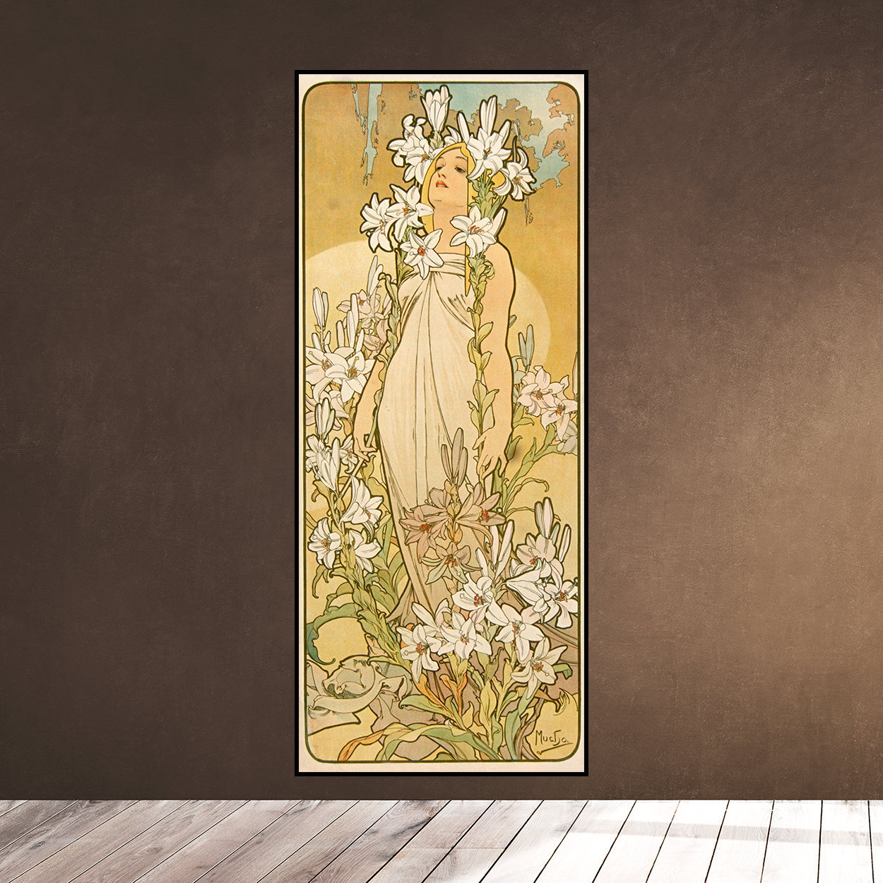 1902 the FLOWERS LILY Alphonse Mucha Art Nouveau Goddess Vintage ...