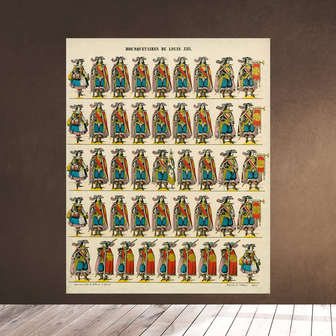 Musketeers KING SOLDIERS Lithography - Vintage Old Lithograph Print ...