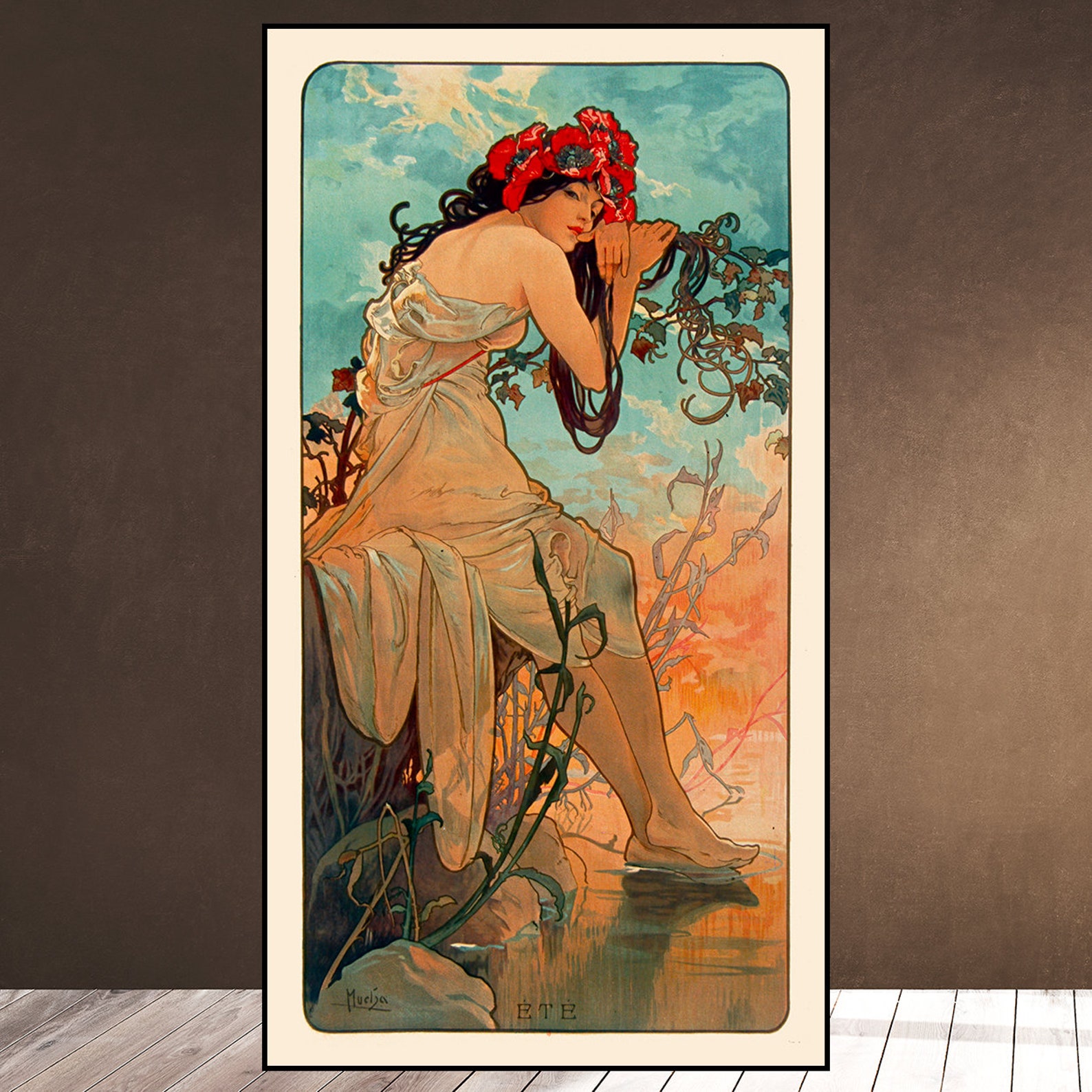 1896 SUMMER - 4 Seasons Alphonse Mucha Art Nouveau Goddess Vintage ...