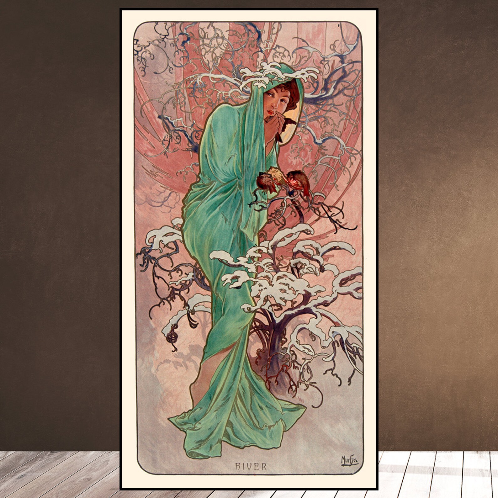 1896 WINTER - 4 Seasons Alphonse Mucha Art Nouveau Goddess Vintage ...
