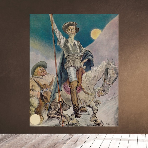 Don Quixote and Sancho Panza Magazine Cover Poster Color - Etsy UK