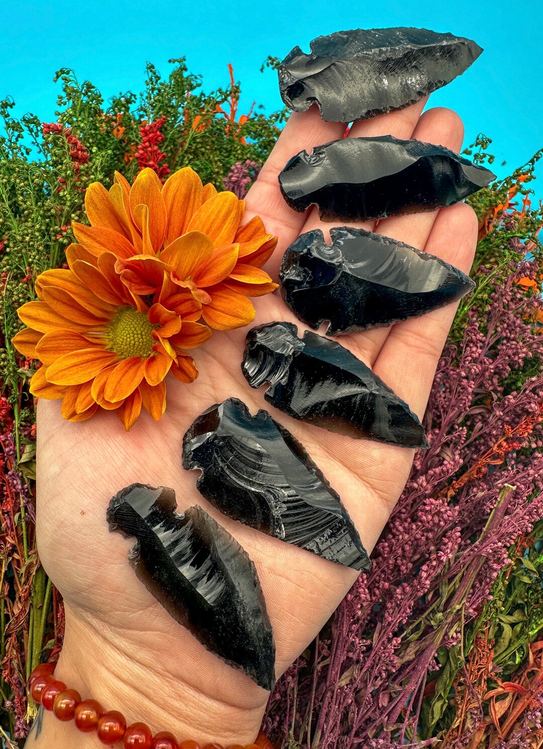 2-2.25 Black Obsidian Arrowhead Carving - Etsy