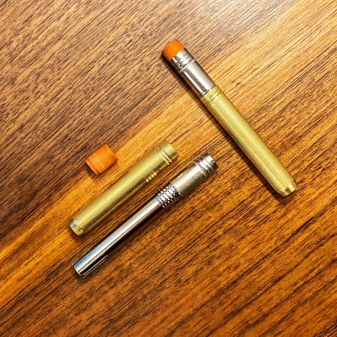 Rare Vintage Golden Pencil Extender Holder With Rubber Eraser | Etsy