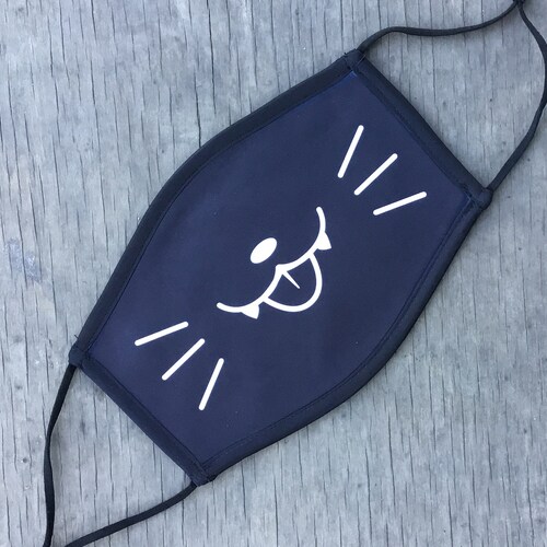 Cartoon Cat Face Mask Reusable Cotton Face Mask With Elastic | Etsy