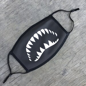 Shark Teeth Face Mask, Reusable Cotton Face Mask With Elastic Ear Loop ...