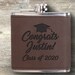 Graduation Gift, Personalized Leather Hip Flask, Custom Engraved 6 Oz ...
