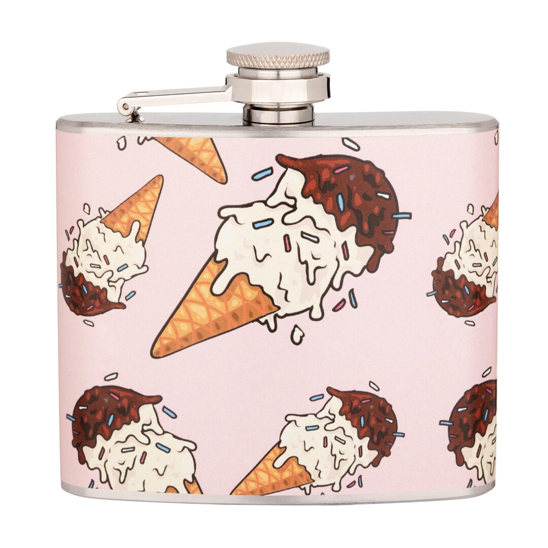 Ice Cream Pattern 5 Oz. Stainless Steel Flask, Party Favor, Funny Flask ...