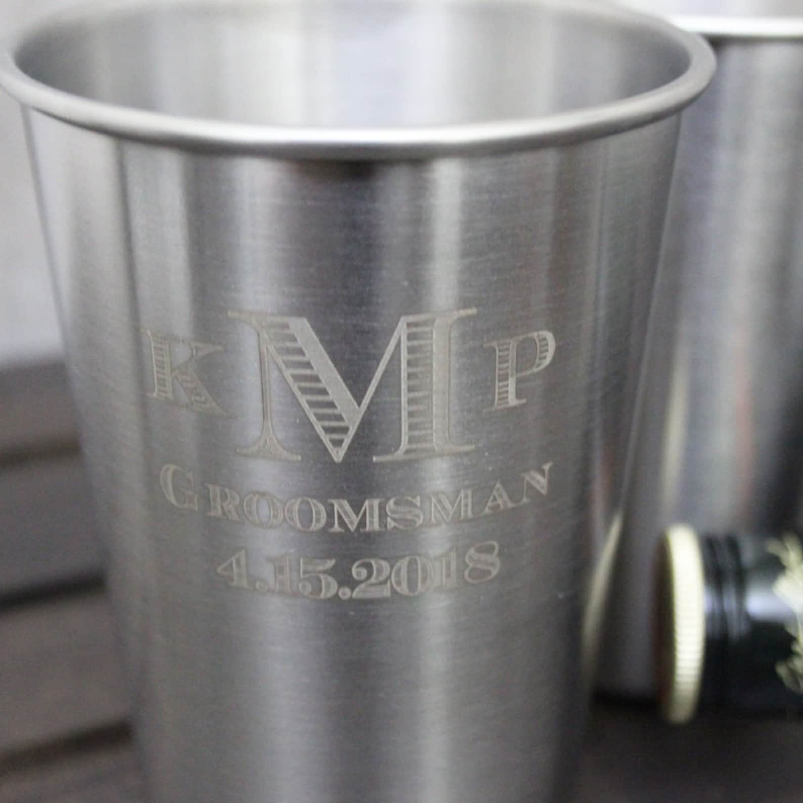 Personalized Silver Stainless Steel Pint Glass Cup - Custom Pint Glass ...