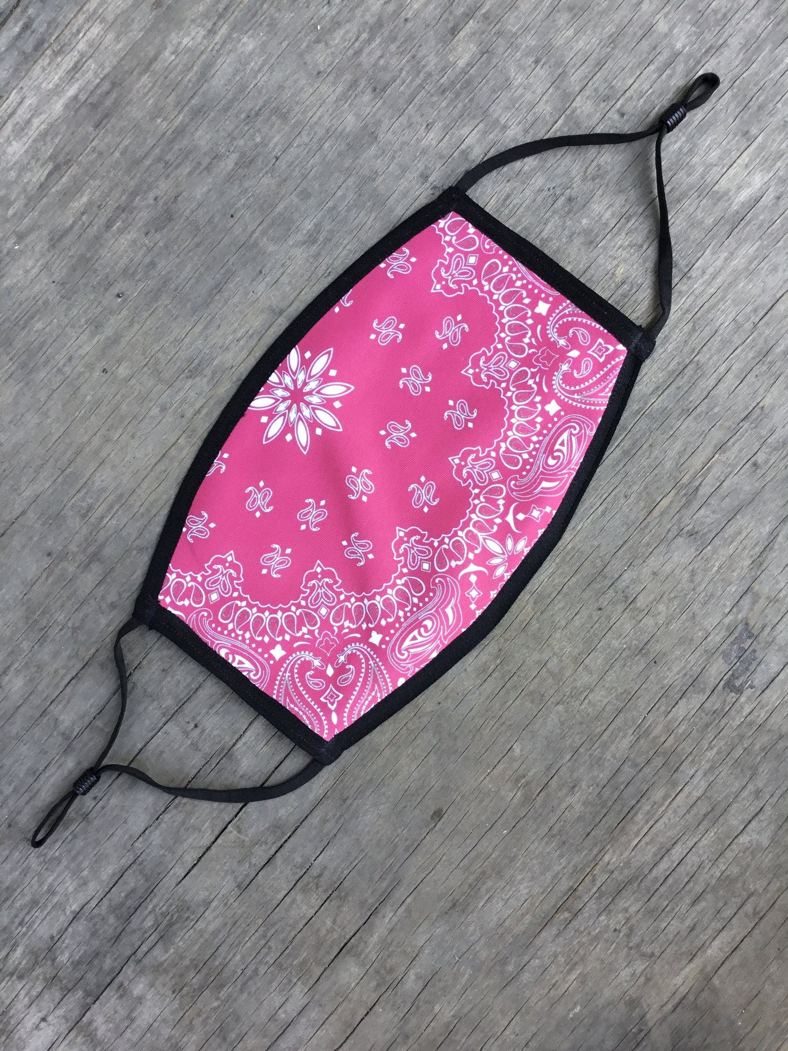 Pink Bandana Face Mask, Reusable Cotton Face Mask With Elastic Ear Loop ...
