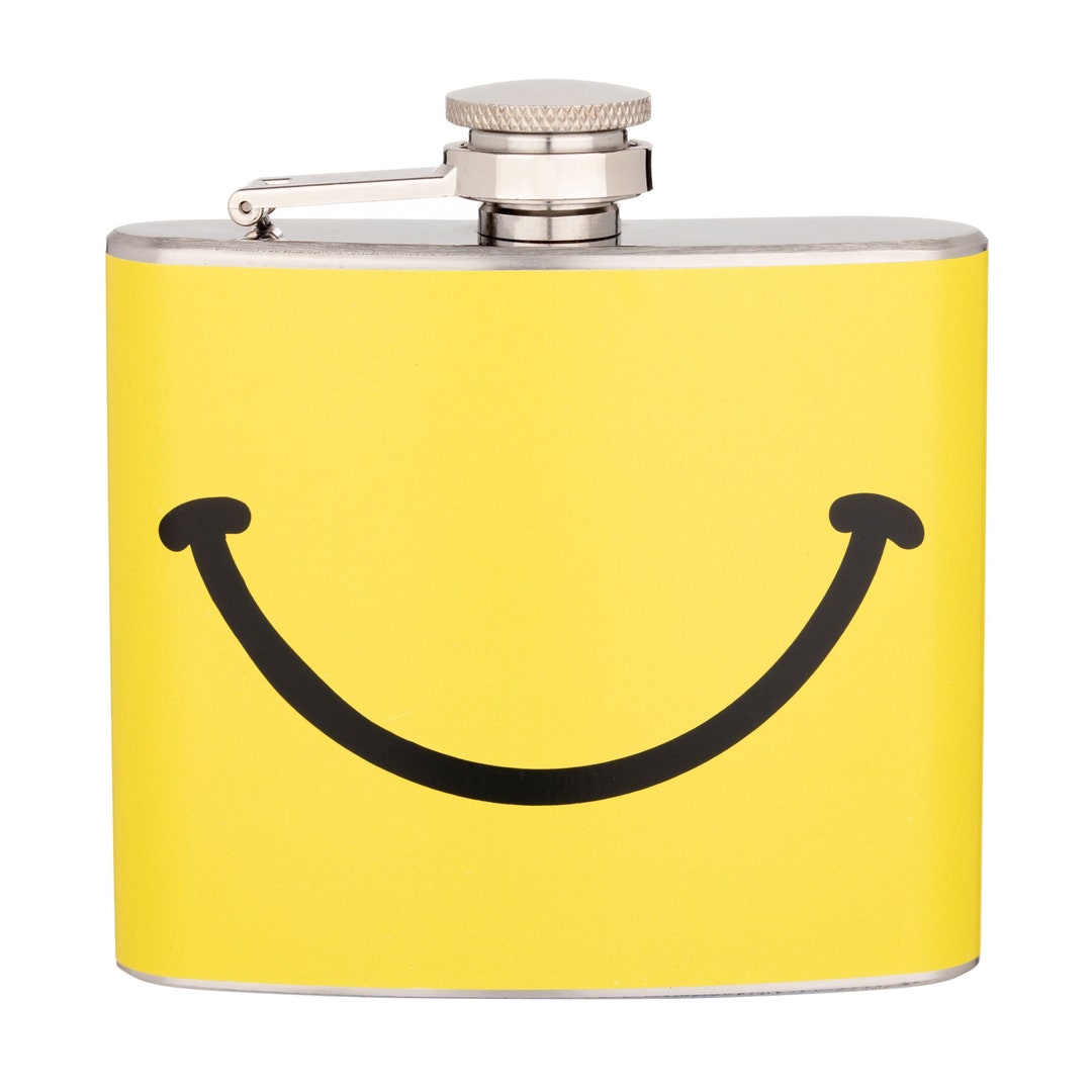 Smiley Face Mouth Yellow 5 Oz. Stainless Steel Flask, Party Favor ...