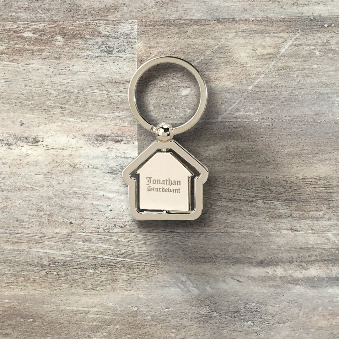 Groomsman Gift, Personalized House Shaped Center Spinning Keyring ...