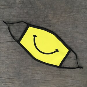 Smiley Face Happy Face Mask, Reusable Cotton Face Mask With Elastic Ear ...