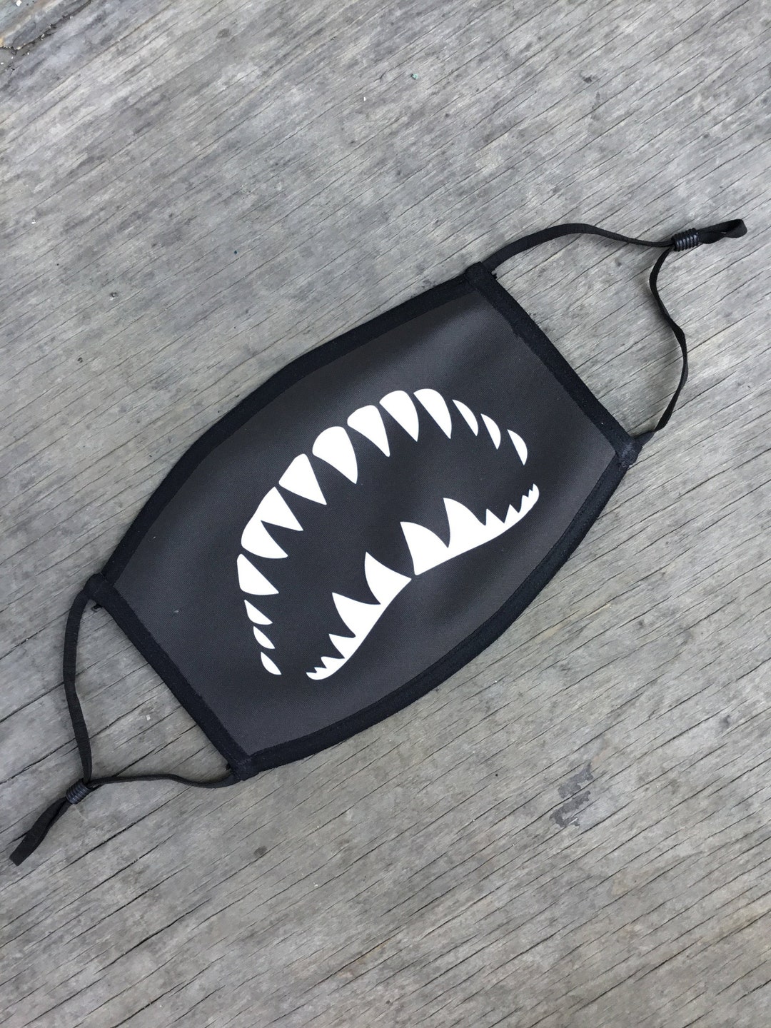 Shark Teeth Face Mask, Reusable Cotton Face Mask With Elastic Ear Loop ...