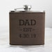Gift for Dad, Personalized Leather Hip Flask, Custom Engraved Flask, 6 ...
